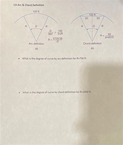 Solved Ca Arc And Chord Definition A B What Is The