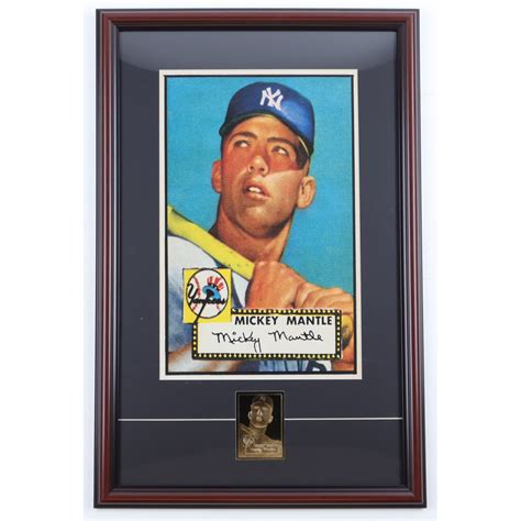 Mickey Mantle Yankees Custom Framed Print Display With Topps 23 Kt Gold