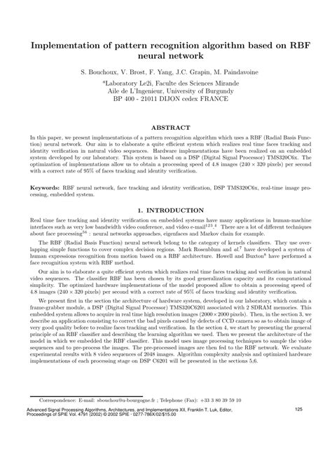 Pdf Implementation Of Pattern Recognition Algorithm Based On Rbf Neural Network