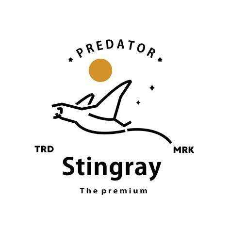 Clásico Retro Hipster Mantarraya Logo Vector Contorno Monoline Arte Icono 35164082 Vector En