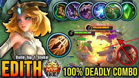 Edith With Inspire 100 Deadly Combo Build Top 1 Global Edith MLBB