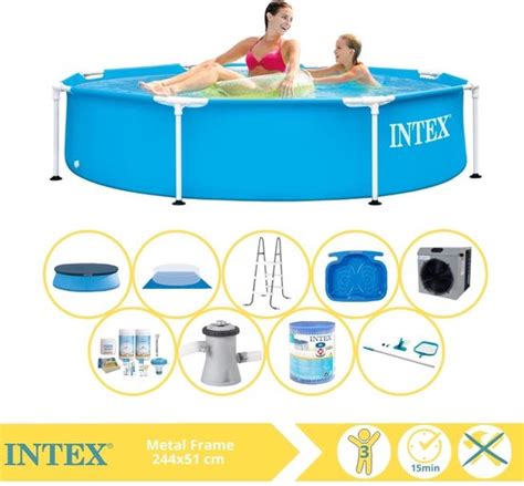 Intex Metal Frame Zwembad Opzetzwembad 244x51 Cm Inclusief