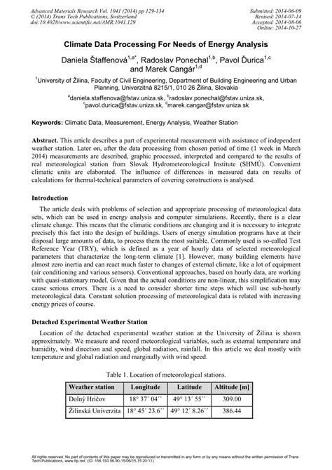 Pdf Climate Data Processing For Needs Of Energy Analysis