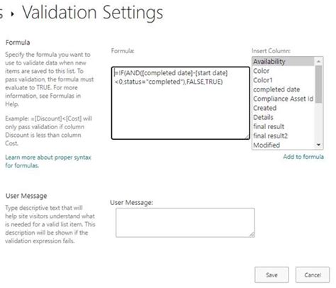 Sharepoint Column Validation Microsoft Qanda