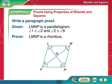 Ppt Properties And Proofs Of Quadrilaterals Rhombus And Square