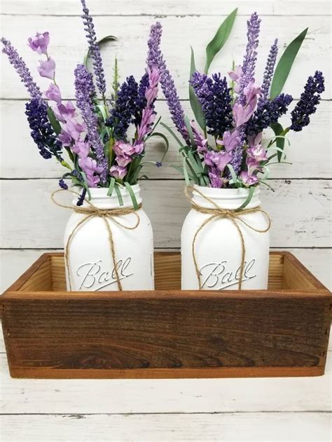 Lavender Centerpiece Mason Jar Decor Farmhouse Decor Lavender Mason