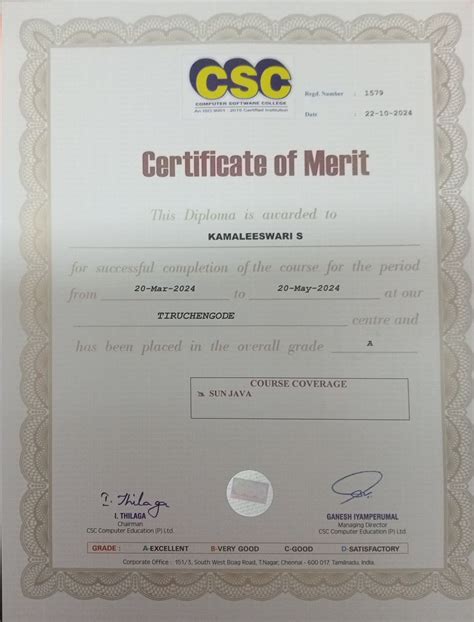 Kamaleeswari S On Linkedin Csc Certificateofmerit Sunjava Learninganddevelopment