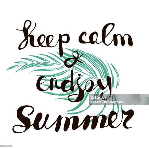 손 서 면된 구를 계속 진정 고 즐기는 여름 배경 열 대 야 자 나뭇잎입니다 벡터 일러스트입니다 개념에 대한 스톡 벡터 아트 및 기타 이미지 Istock