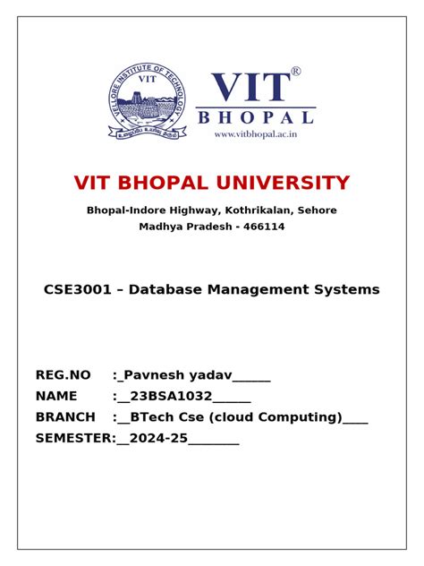 Cse3001 Database Exp 2 Pdf Plsql Information Retrieval