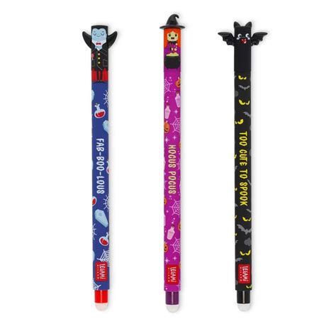 Lot de 3 stylos Legami The Bow Crew gel effaçables édition limitée à