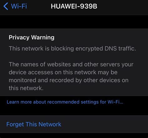 how to fix wi fi blocking encrypted dns traffic warning message on