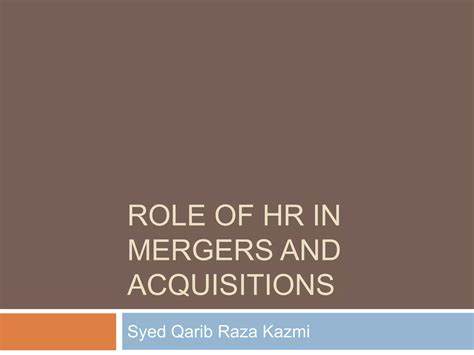 Role Of Hr In Mergers And Acquisitions Ppt