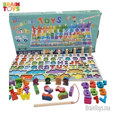 Jouets Montessori pour Tout Petits Jeu de pêche en Bois magnétique Puzzles BrainToys maroc