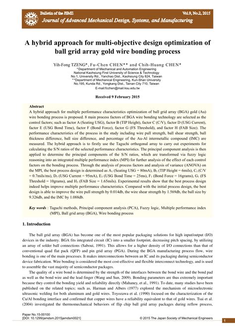 Pdf A Hybrid Approach For Multi Objective Design Optimization Of Ball Grid Array Gold Wire