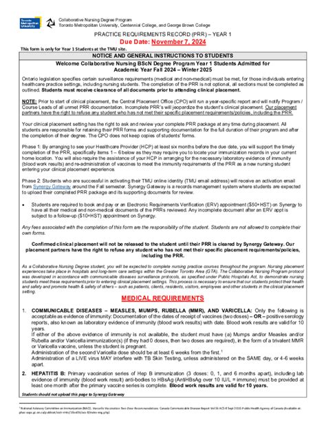 Fillable Online Nursing Bscn 4 Year Collaborative Program Tmu