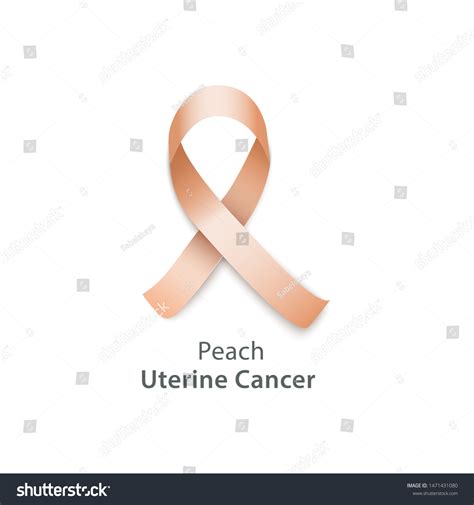 Realistic Peach Ribbon Icon Uterine Cancer Stock Vector Royalty Free