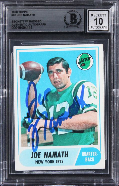 Joe Namath Signed 1968 Topps 65 Bgs Auto 10 Pristine Auction