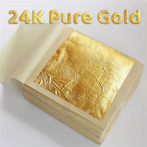 Diy 케이크 장식용 금박 식용 금박 시트 예술 공예 금박 디자인 종이 선물 포장 스크랩북 24k 10 개