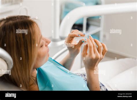 Clear Aligner For Bite Correction And Shape Of Teeth Orthodontist Shows Transparent Removable