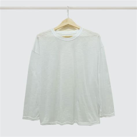 거즈 면 얇은 긴팔 티 롱 슬라브 티셔츠 시스루 박스티