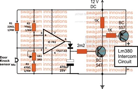 Knock Activated Door Security Intercom Circuit Homemade Circuit Projects
