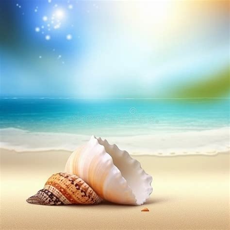 Background With A Beautiful Shell On The Beach Stock Illustration Illustration Of Marine
