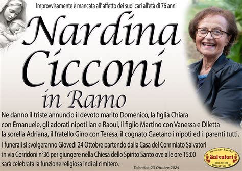 Nardina Cicconi In Ramo Onoranze Funebri Salvatori