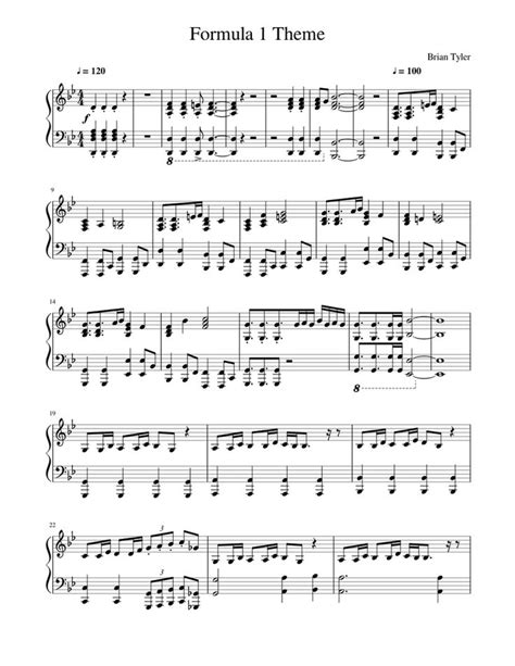 Download And Print In Pdf Or Midi Free Sheet Music For Formula 1 Theme