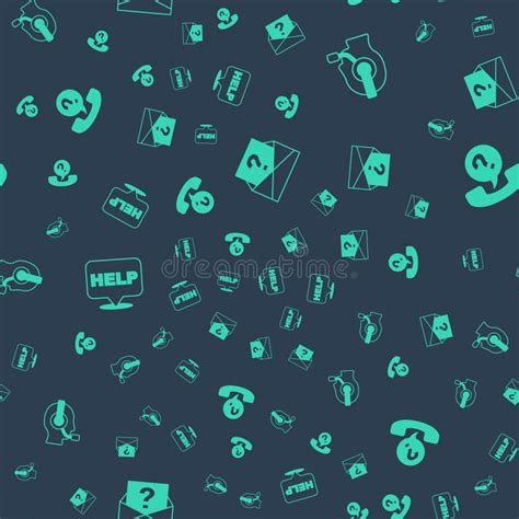 Set Envelope With Question Mark Man Headset Speech Bubble Text Help And Telephone 24 Hours