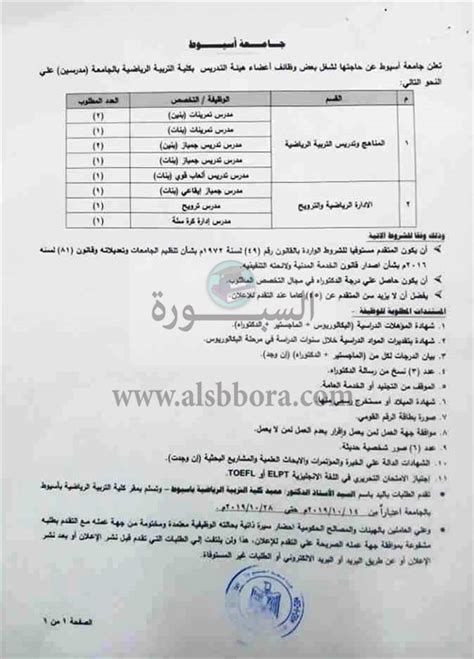 آخر موعد للتقديم 28 اكتوبر جامعة اسيوط تعلن حاجتها الى اعضاء هيئة