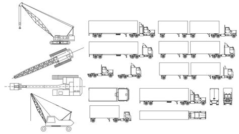 2d Blocks Of Truck And Cranes In Autocad Drawing Dwg File Cad File