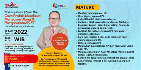 WORKSHOP ONLINE CARA PRAKTIS MEMBUAT MENYUSUN ULANG MENGEVALUASI