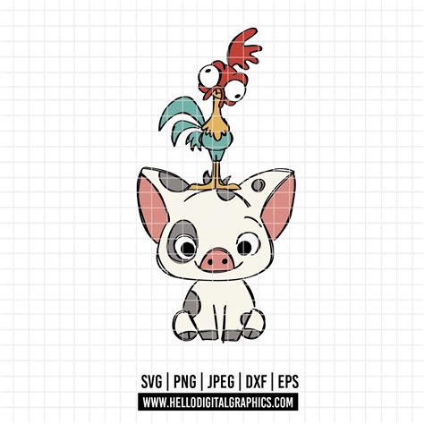 1959 Pua Svg Heihei Svg Moana Svg Eps Png Moana Clipart Vector