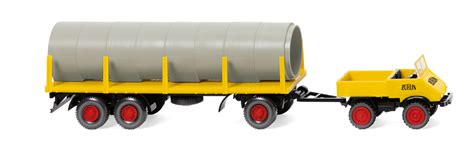 Wiking 039205 Unimog U 411 mit Rungenanhänger Züblin Spur H0