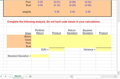Solved Xi Returns And Standard Deviations Excel X File