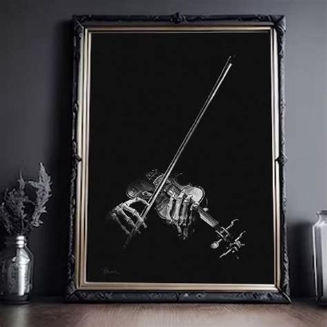 Skeleton Fiddler Art Print Dark Gothic Violin Player Etsy