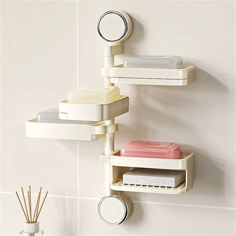 Suction Cup Soap Box Rotating Punch Free Wall Mounted Household Soap