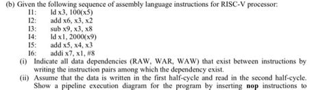 Solved Given The Following Sequence Of Assembly Language