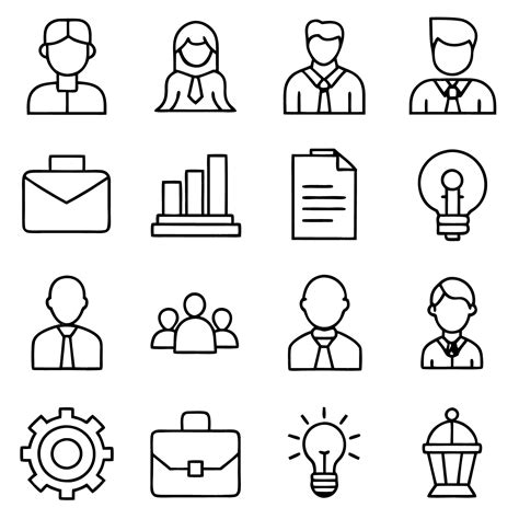 Premium Vector Set Of Business Icon Illustration Management Marketing Outline Design