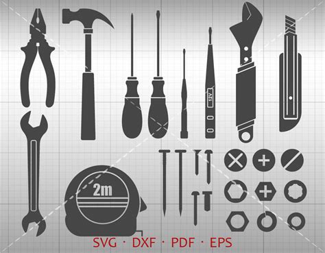 Tools Svg Wrench Hammer Plier Screwdriver Knife Tape Etsy