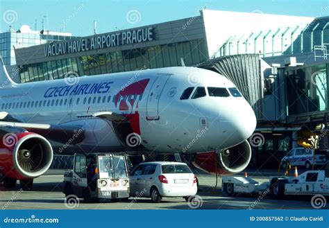 Czech Airlines Airplane At Vaclav Havel Airport Prague Editorial