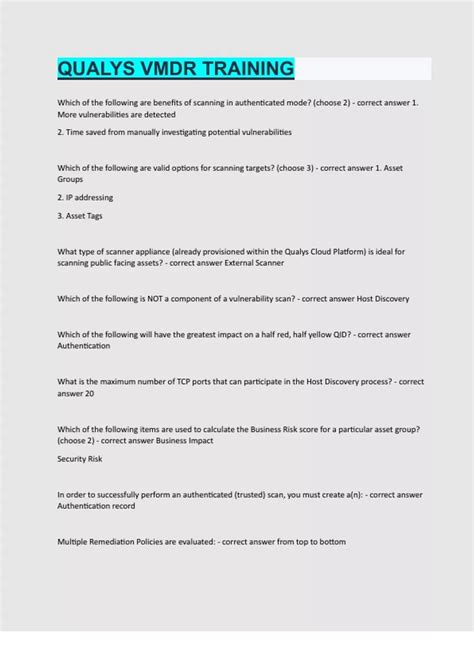 Qualys Vmdr Training Questions And Answers Latest Update Qualys