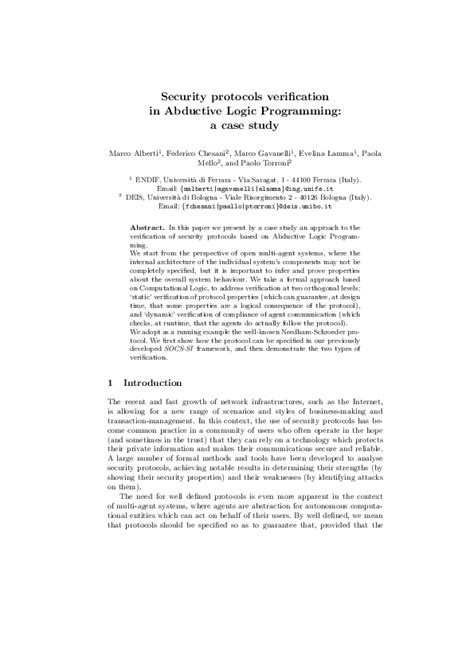 pdf security protocols verification in abductive logic programming a