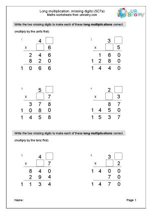 Long Multiplication Missing Digits C A Reasoning Paper