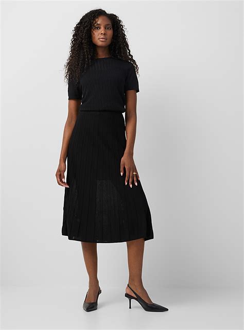 Pointelle Knit Midi Skirt Contemporaine Womens Midi Skirts And Mid