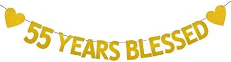 Amazon Cheers To 55 Years Gold Glitter Banner 55th Birthday And