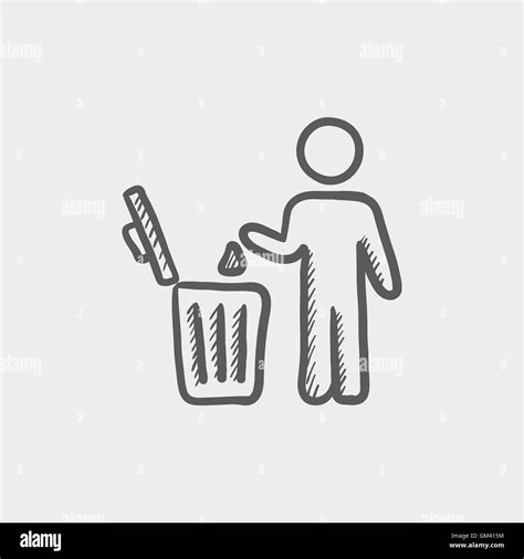 Man Throwing Garbage In A Bin Sketch Icon Stock Vector Image And Art Alamy