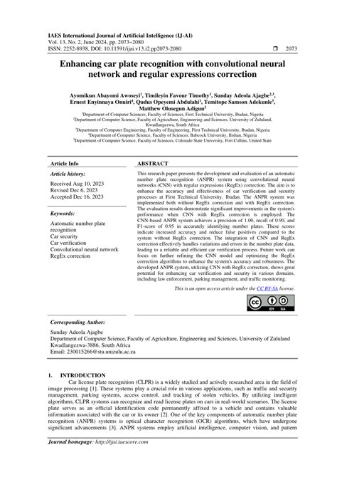 Pdf Enhancing Car Plate Recognition With Convolutional Neural Network And Regular Expressions