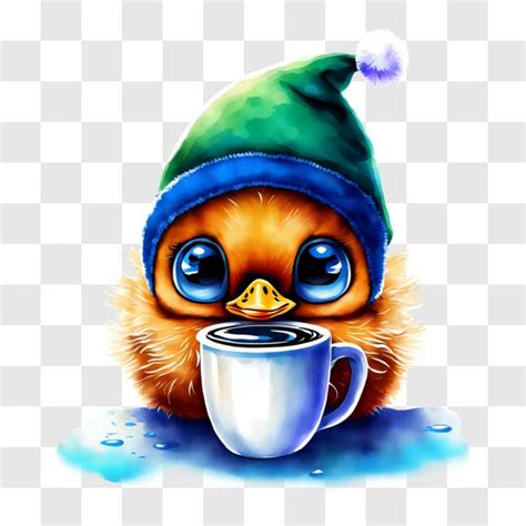 Download Adorable Small Bird Drinking Coffee Png Online Creative Fabrica