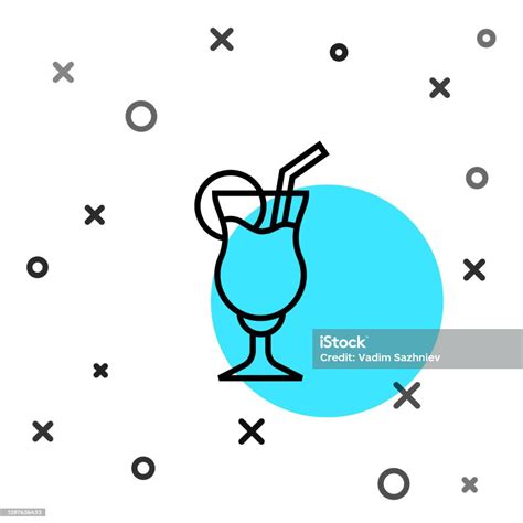 흰색 배경에 고립 된 블랙 라인 칵테일과 알코올 음료 아이콘 임의동적 모양 벡터 0명에 대한 스톡 벡터 아트 및 기타 이미지